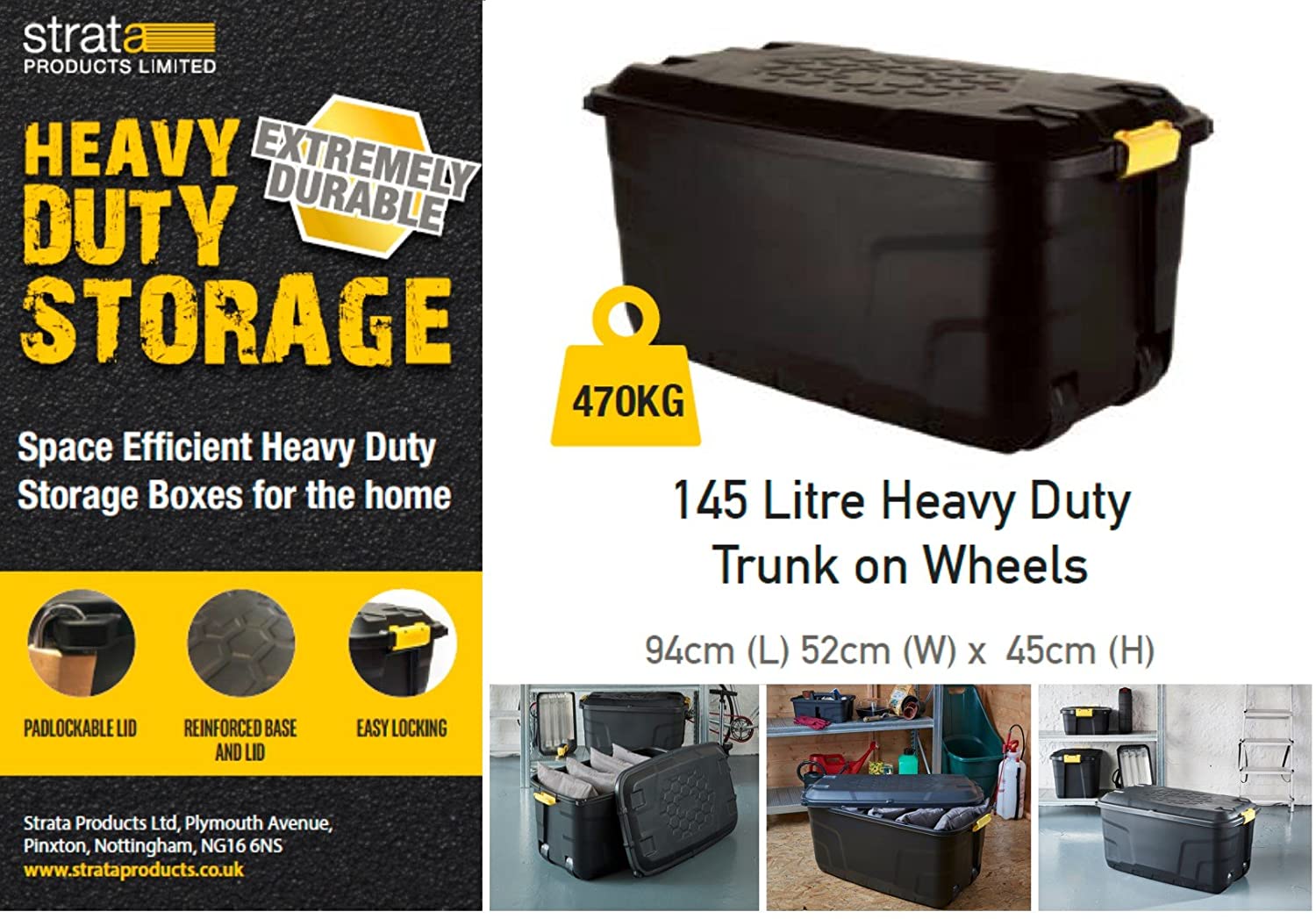 Strata Extra Large Mobile Heavy Duty Storage Container with Padlock ...